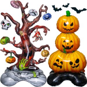 50in extra huge halloween decor balloons, goulikful 2pcs halloween pumpkin dead tree balloons for halloween party decorations indoor outdoor