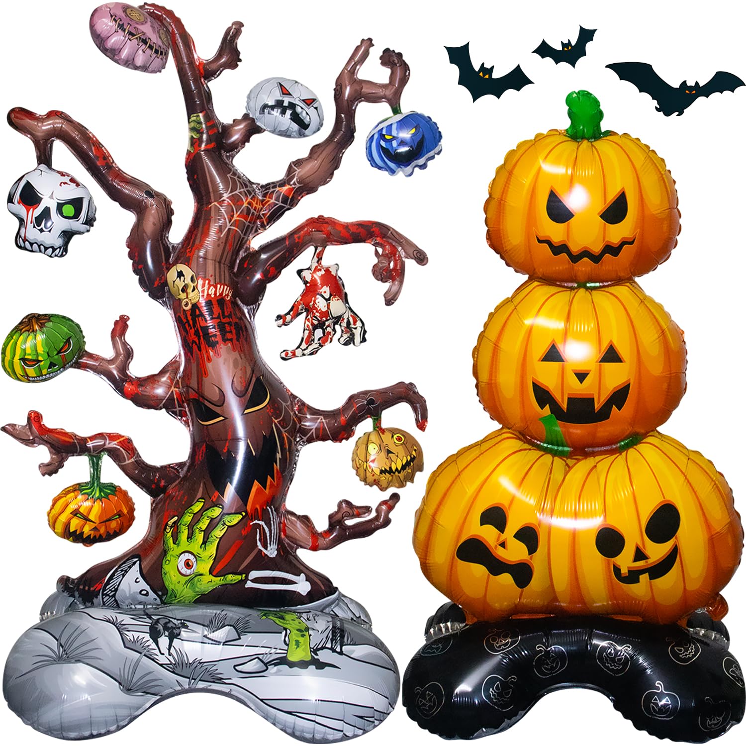 50in Extra Huge Halloween Decor Balloons, GOULIKFUL 2PCS Halloween Pumpkin Dead Tree Balloons for Halloween Party Decorations Indoor Outdoor