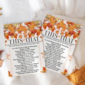 Fall in Love Bridal Shower Games – 25 Pack, Premium Quality 5x7 Cards, Fun Wedding Would She Rather Activity, Perfect for Rehearsal, Couples, Birthdays, and This or That Party Game