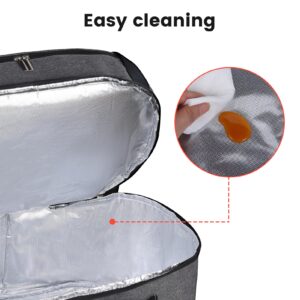 MUSBUS 2 Layer Slow cooker bag for Crock-Pot 6-8 quart, Travel reunionc outdoor, Easy to transport Insulation water proof easy cleaning to carry, Family Gathering Potluck, Gift for Women - Grey