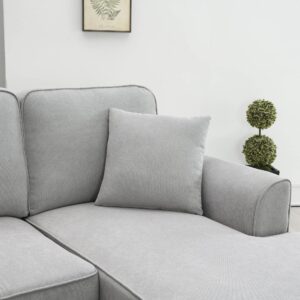 U Shape Sectional Sofa, 7-Seat Fabric Sectional Sofa Set with 3 Pillows,Fabric Corner Couch with Backrest and Armrest for Living Room, Apartment, Office (Light Grey)