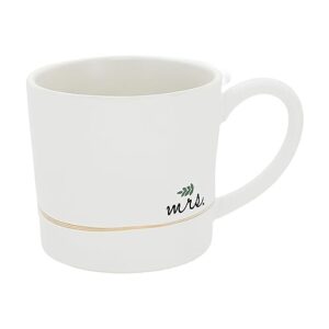 pavilion - mrs. 15 oz. ceramic iridescent large handle coffee cup, bride mug, unique wedding gift, engagement gifts, 1 count