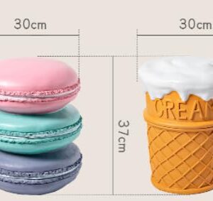 Food Shoe Changing Stool, Simulated Food Stool, Cute Soft Simulated Food Stool, Soft Resin Retro Fun Ingenious Decorative Low Food Shoe Changing Stool for Home, Lightweight Comfortable(Ice Cream)