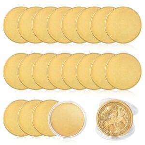 commarker 20 pcs brass blank challenge coin,2.2mm thickness threaded edged 40 mm engraving blanks coins,acrylic protection box for diy crafts engraving travel commemorative collection supplies