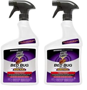 hot shot ready-to-use bed bug killer spray, kills bed bugs and bed bug eggs, kills fleas and dust mites, 32 ounce (pack of 2)