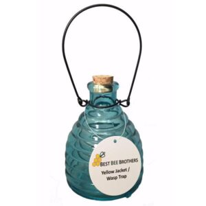 best bee brothers colorful glass yellow jacket and wasp trap, outdoor hanging wasp and hornet trap - (2 pack) wasps