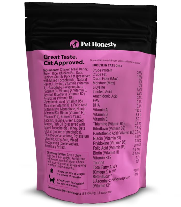 PetHonesty Cat Multivitamins + Cat Immune Support Lysine Dual Texture Chew Supplement Bundle - Supports Overall Immune Health, Joints, Skin & Coat, and Cat Allergy Relief - Sneezing, Runny Nose