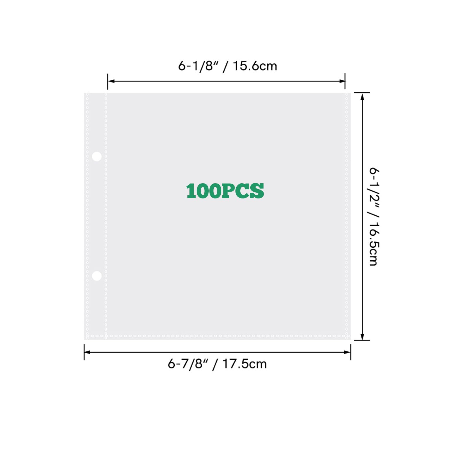 BAOFALI 100 Pags 6" X6" Clear Plastic Binder Pockets,2 Holes 2 Pockets Per Page, can Fit More Stencils,Made Exclusively for Stencils,Die Cuts,Photos,Stamps Within Size 6x6 Storage Bills Organizer