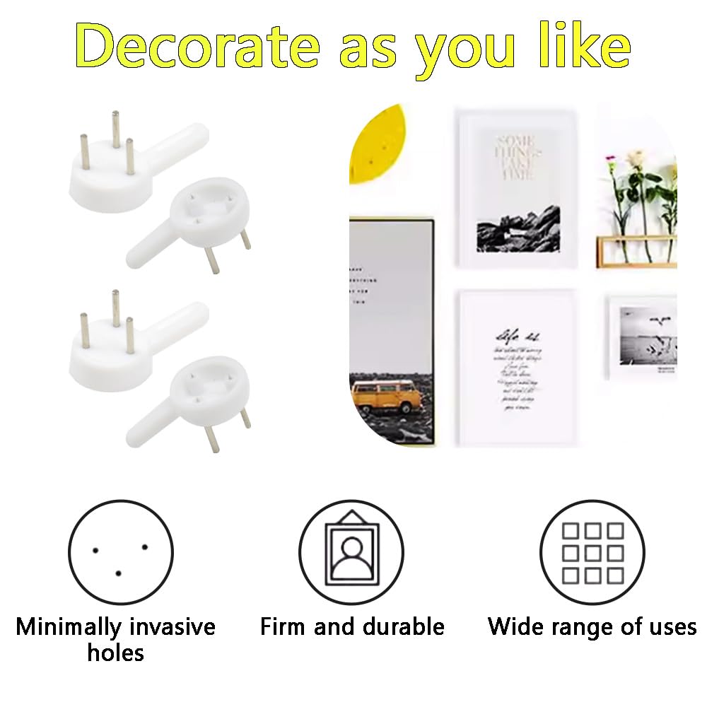 Hocansen 100 PCS Picture Hanging Hooks Plastic Invisible Nail Hangers Concrete Wall Hooks Hardwall Picture Hangers Picture Hook for Photo Frame Decorations (XK-SL/25x15x5mm)