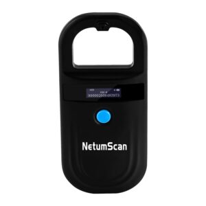 netumscan upgraded pet microchip reader scanner, 256 data storage animal tag scanner rechargeable handheld pet chip id scanner with stable oled display for iso 11784/11785,fdx-b and id64 rfid emid