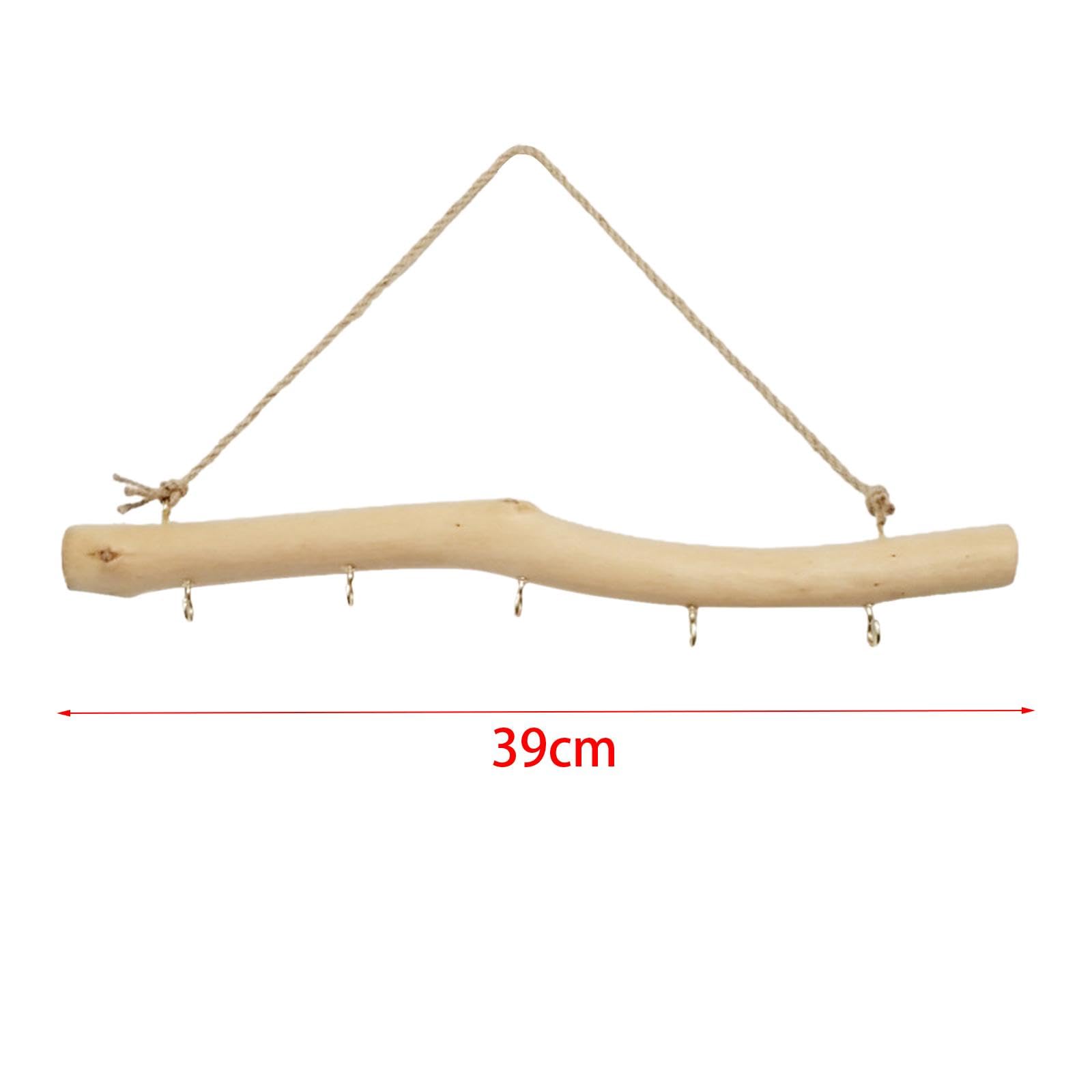 Fenteer 39cm Driftwood Branch Hook Wall Hanging Decor Easy to Use Solid Wood Wooden Hook Wall Mount Branch Hanger Rack for Headphone Key Hat, Bend