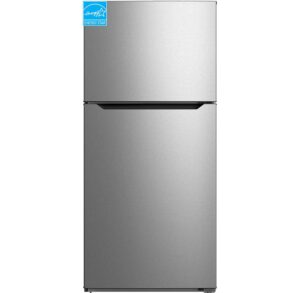 smad top freezer refrigerator with reviseble door 13.9 cu.ft refrigerators with freezer adjustable temperature garage ready refrigerator for home dorm kitchen stainless steel