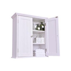 ceredeme bathroom wall cabinet, over the toilet storage with dual doors and adjustable shelves, additional storage space in the bathroom, practical health medicine cabinet