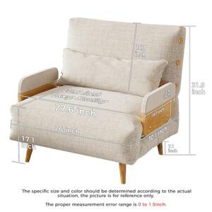 JASIWAY Convertible Chair Bed Sleeper, 3-in-1 Futon Sofa Bed Chair, Chaise Lounge Sofa Bed Couch, Sleeper Chair Recliner Sofa Chair for Small Space Apartment (Beige, 27.6" W)