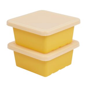 ecr4kids square bin with lid, storage containers, yellow, 2-pack