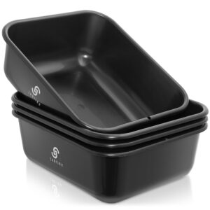 jubilee 4-pk plastic storage bin, bus utility tub - heavy duty commercial dishwashing box for restaurant kitchen organization and storage, 11l black