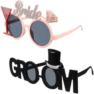 2pcs bride groom glasses bachelor party eyewear for adults naughty decorations bridal shower eyeglasses diamond sunglasses wedding shower glasses lovers plastic woman