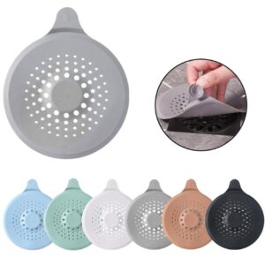 hair catcher, silicone shower drain durable hair stopper with suction cup for kitchen bathroom 6pack circle (6)