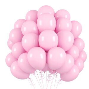 rubfac 120pcs pastel pink balloons 12 inches latex balloons, matte light pink balloons for birthday baby shower graduation anniversary wedding party supplies garland arch decoration