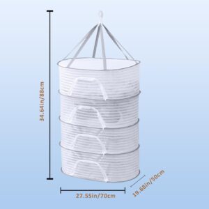 Herb Drying Rack Hanging Drying Rack Mesh for Plants Herb Dryer 4 Layer Collapsible Dry Net with Zipper, Hanging Mesh Net for Plants Hanging Drying, Clothes Dry Basket for Fruits, Flowers, Fish, Doll