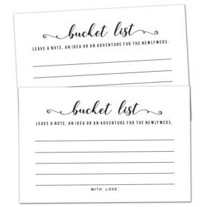 50 wedding bucket list cards for bridal showers wedding reception activities, bucket list suggestion cards - fun party game activity guestbook for graduation, retirement, anniversary, and birthday.