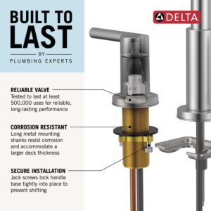 Delta Faucet Nicoli Widespread Bathroom Faucet 3 Hole, Black/ Gold Bathroom Faucet, 2 Handle Bathroom Faucet, Bathroom Sink Faucet, Drain Assembly, Matte Black/ Champagne Bronze 35849LF-GZ