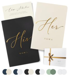 artesori wedding vow book for her & him, soft touch, gold foil engraving, 28 lined pages, wedding vow books his and hers, wedding essentials, wedding registry ideas, his and hers gifts [ivory & black]