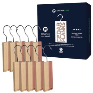 catcher labs cedar planks for moth repellent | cedar blocks for clothes storage | better than moth balls for closet | cedar hangers clothes moths (10-pack)