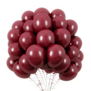 rubfac 120pcs burgundy balloons 12 inches latex balloons, pearl wine red balloons for birthday baby shower graduation anniversary wedding party supplies garland arch decoration