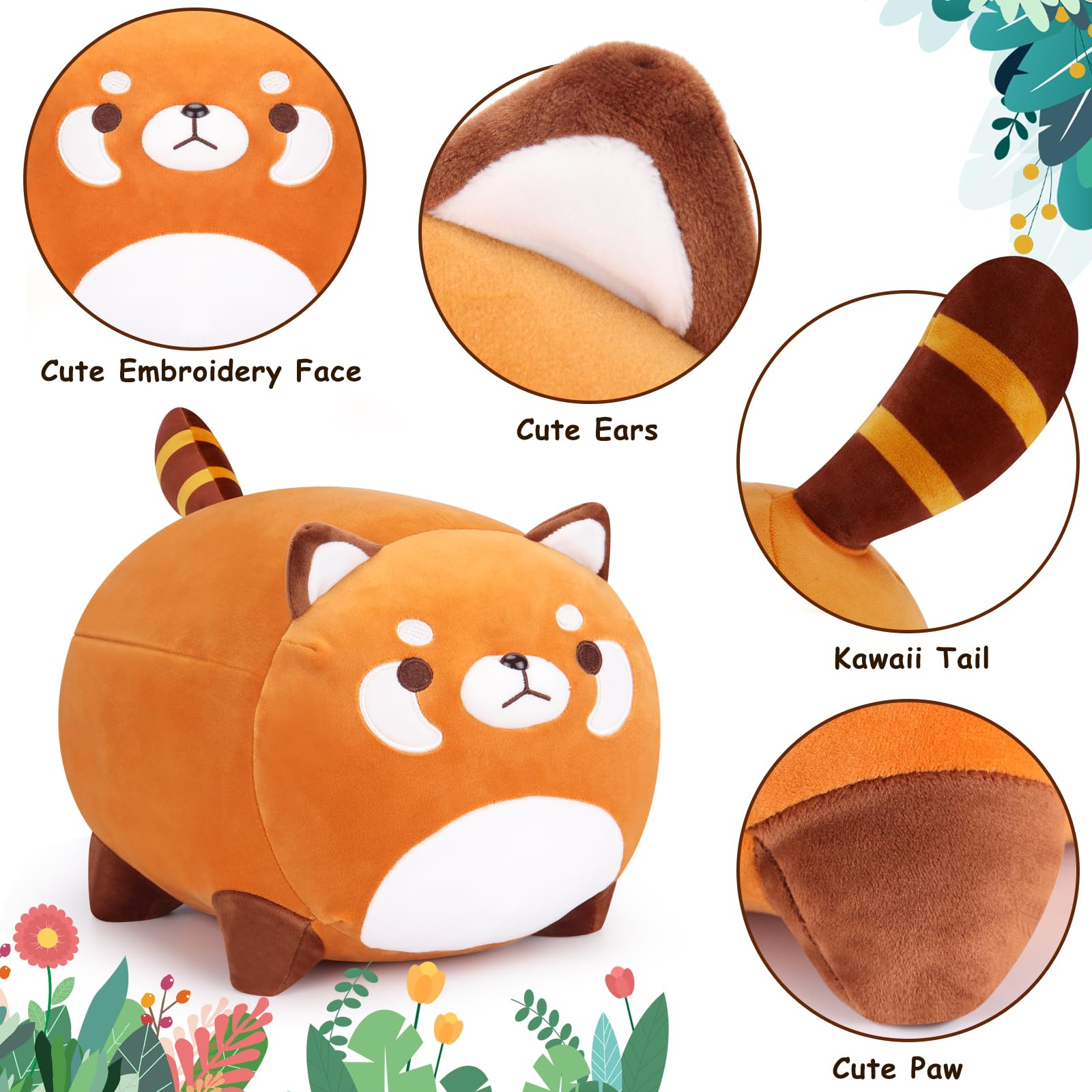 Red Panda Stuffed Animal, 15.8"Red Panda Plush Toys, Cute Bear Plushie Toy Stuffed, Red Panda Plush Pillow Plushies Gifts, Hugging Pillow Room Decoration Kawaii Doll Birthday Gifts for Kids Girls Boys