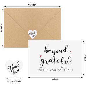 Yeaqee 200 Pack Beyond Grateful Thank You Cards Bulk Thank You Cards with Envelopes and 500 Pcs Matching Stickers 4 x 6 Thank You Cards for Baby Shower Wedding Bridal Shower Business Gratitude Gift