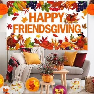 Happy Friendsgiving Banner Thank You Banner and thanksgiving balloons for Friendsgiving Decorations Happy Thanksgiving Decorations Thanksgiving Birthday Decorations Thanksgiving Party Decorations