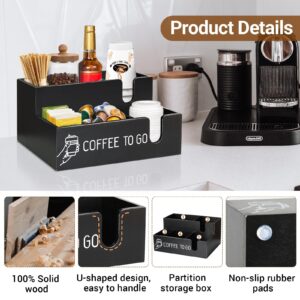 ugiftt Coffee Bar Organizer Countertop Coffee Station Organizer, Wood Coffee Cup Dispenser Lid Holder for Counter, Disposable Cup Holder Wall Mount, Farmhouse Coffee Bar Accessories and Organizer