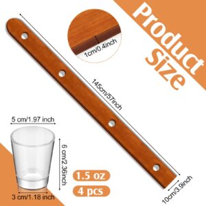 Suzile Wooden Shot Board Ski 4 Person Retro Rustic Shot Board Ski with 4 Shot Glasses and Marker for Weddings Vacations Celebrations and Wedding Gifts(Brown)