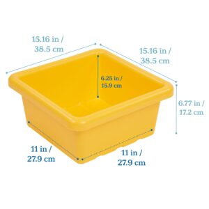 ECR4Kids Square Bin with Lid, Storage Containers, Yellow, 4-Pack