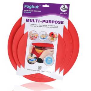 foghut multi-use microwave mat, 3 pack trivets, hot pad, pot holders, place mat, utensils rest, silicone cover pad for kitchen counter (non-slip, heat resistant, dishwasher safe)