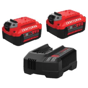 craftsman 20v power tool battery 2-pack, lithium-ion with charger (cmcb204-2ck)