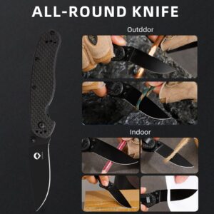 CNYJ Pocket Folding Knife D2 Blade Carbon fiber Handle Everyday Carry Knife for Men Womening Everyday Carrying