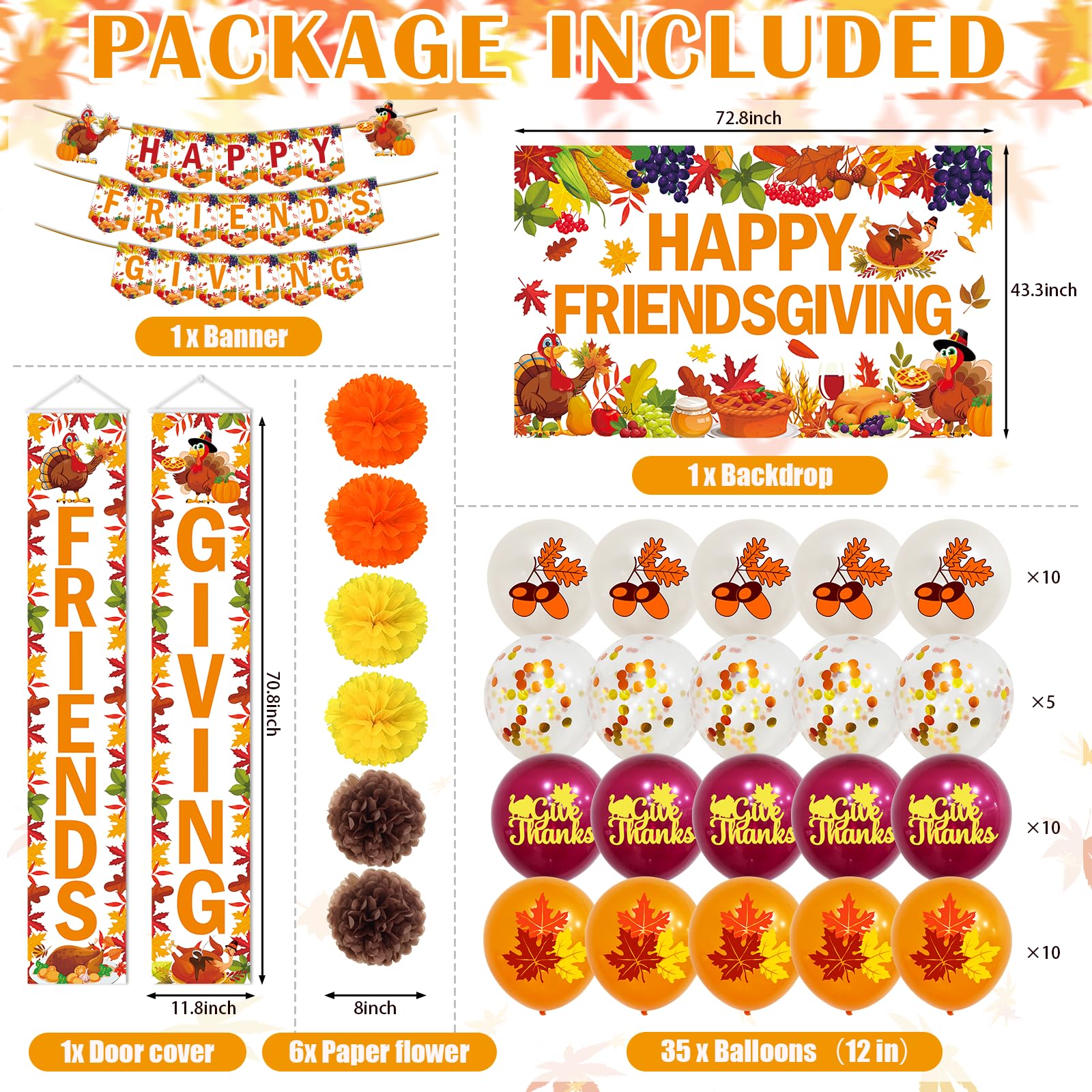 Happy Friendsgiving Banner Thank You Banner and thanksgiving balloons for Friendsgiving Decorations Happy Thanksgiving Decorations Thanksgiving Birthday Decorations Thanksgiving Party Decorations