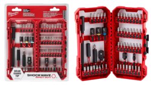 milwaukee shockwave impact duty assorted alloy steel screw driver bit set with packout accessory case (52pc bits, 3pc holders)