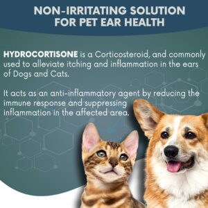 NOVEHA Pet Ear Drops with 1% Hydrocortisone | Ear Cleaner for Dogs & Cats for Earwax buildup, No-Sting Formula, Calms Itch & Reduces Painful Ear Infections 60mL (60ml (Pack of 1))