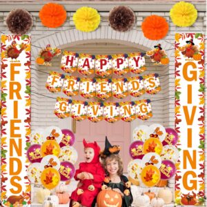 Happy Friendsgiving Banner Thank You Banner and thanksgiving balloons for Friendsgiving Decorations Happy Thanksgiving Decorations Thanksgiving Birthday Decorations Thanksgiving Party Decorations