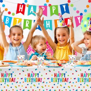 Happy Birthday Decorations: Birthday Party Supplies Set - Birthday Dots Design with Happy Birthday Tablecloth. Includes 3 Pack of 54X108inch Waterproof Plastic Table Covers for Boys/Girls Party