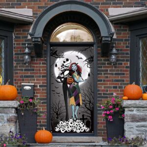 Halloween Decorations Halloween Gothic Skull Door Cover Christmas Nightmare Before Front Porch Sign Halloween Decorations and Supplies for Home Party