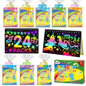 zmlm rainbow scratch party favors kids: birthday gifts toy bulk scratch art notebook 24 pack scratch paper birthday party favor girls boys art craft kit scratch pads classroom prizes