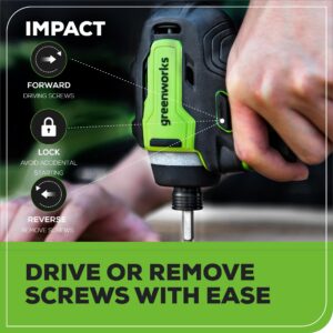 Greenworks 24V Brushless Cordless Drill and Impact Driver,Power Tool Combo Kit Included 1/2”Drill & 1/4”Hex Impact Driver and (2) Batteries, Fast Charger, 2 pcs Drill Bit Set & Bag