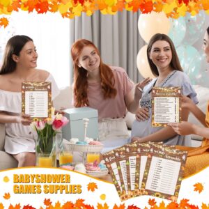 Harloon 142 Pcs Fall Baby Shower Games Set Include 130 Fall Baby Shower Party Game with 12 Pencils for Thanksgiving Pumpkin Autumn Baby Shower Favors Rustic Gender Reveal Neutral Baby Shower Games