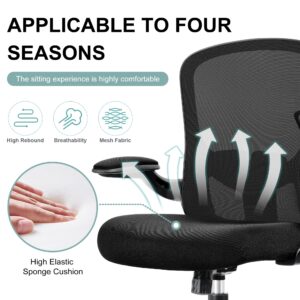 Brick Attic Office Chair, Ergonomic Desk Chair with Lumbar Support and Flip-up Armrest, Height Adjustable Mesh Swivel Computer Office Chair Black