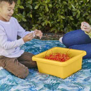 ECR4Kids Square Bin with Lid, Storage Containers, Yellow, 4-Pack