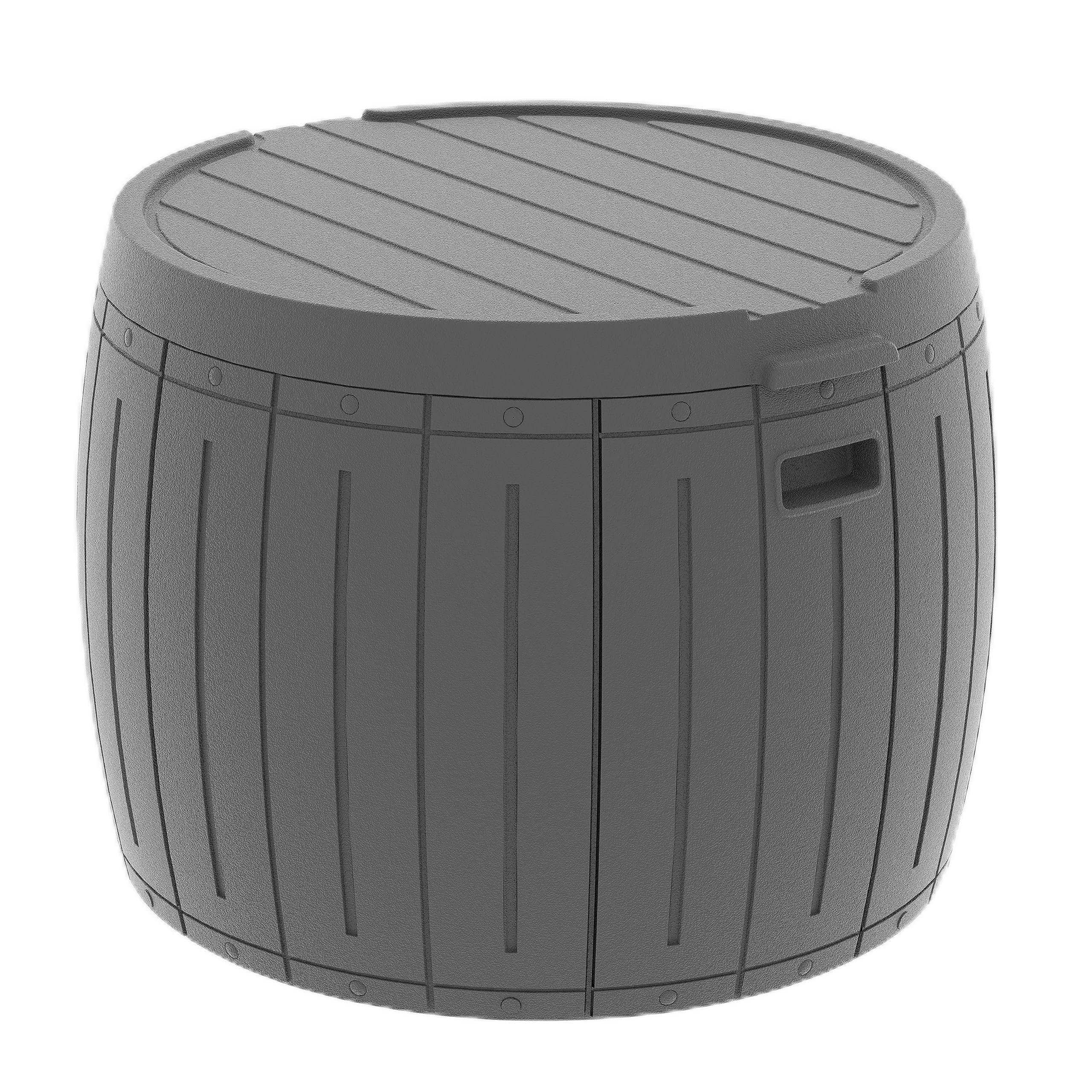 Mrosaa Deck Box Round, Patio Table, Waterproof Outdoor Storage Box for Kid Toys, Patio Furniture, Pool Tools, Outdoor Uses, Sports Equipment, Waterproof and UV Resistant Resin, 27 Gallons Grey